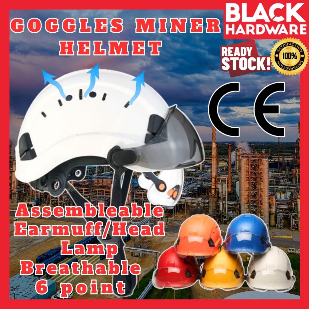 Black Hardware Topi Keselamatan Kerja Keledar Safety Helmet Hat Cap ...