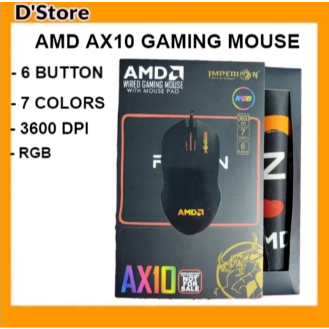 AMD WIRED GAMING MOUSE WITH MOUSE PAD AX10 RGB | Shopee Malaysia