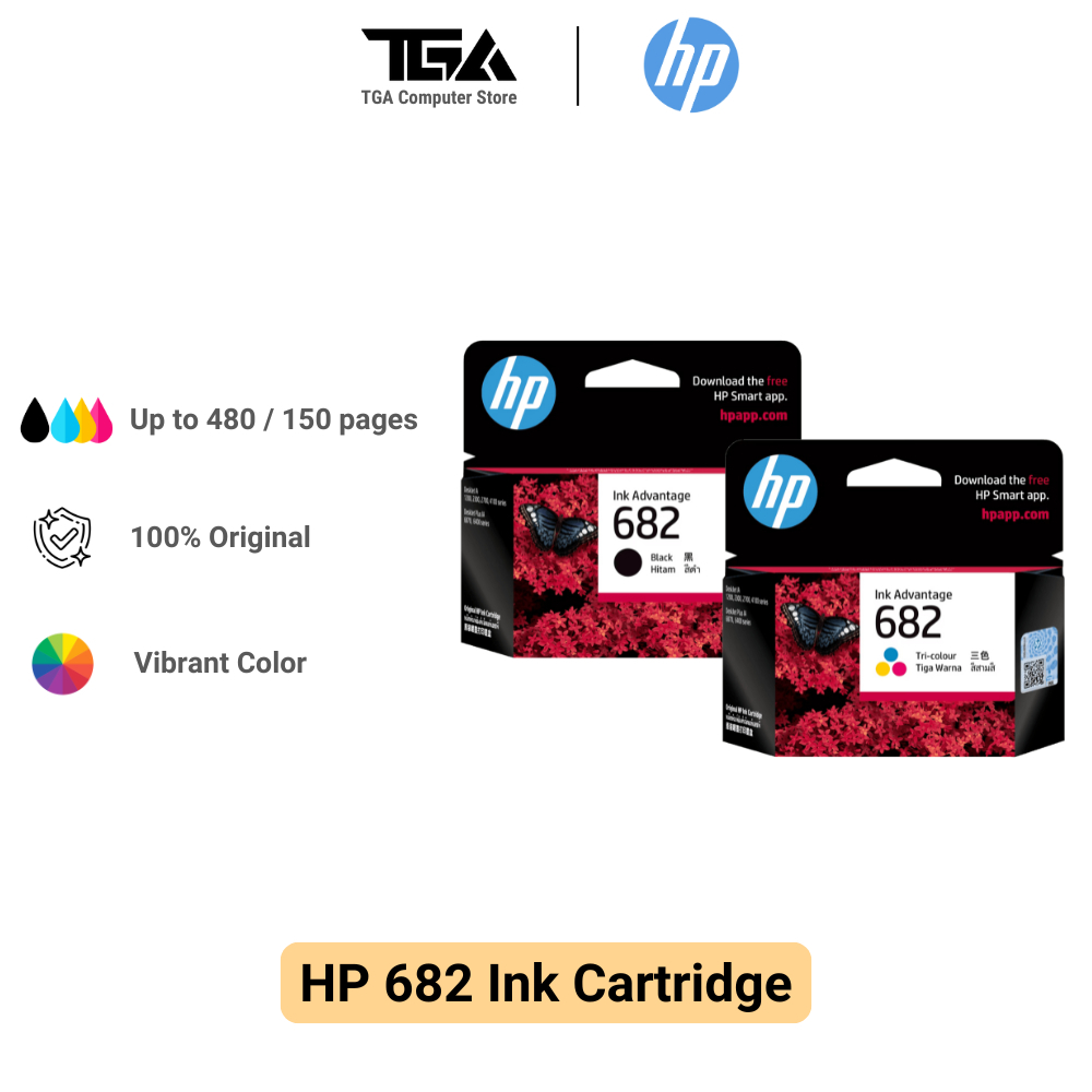 HP 682 Ink Cartridge Black / Color [Original] Ink Printer HP 2336, 2776 ...