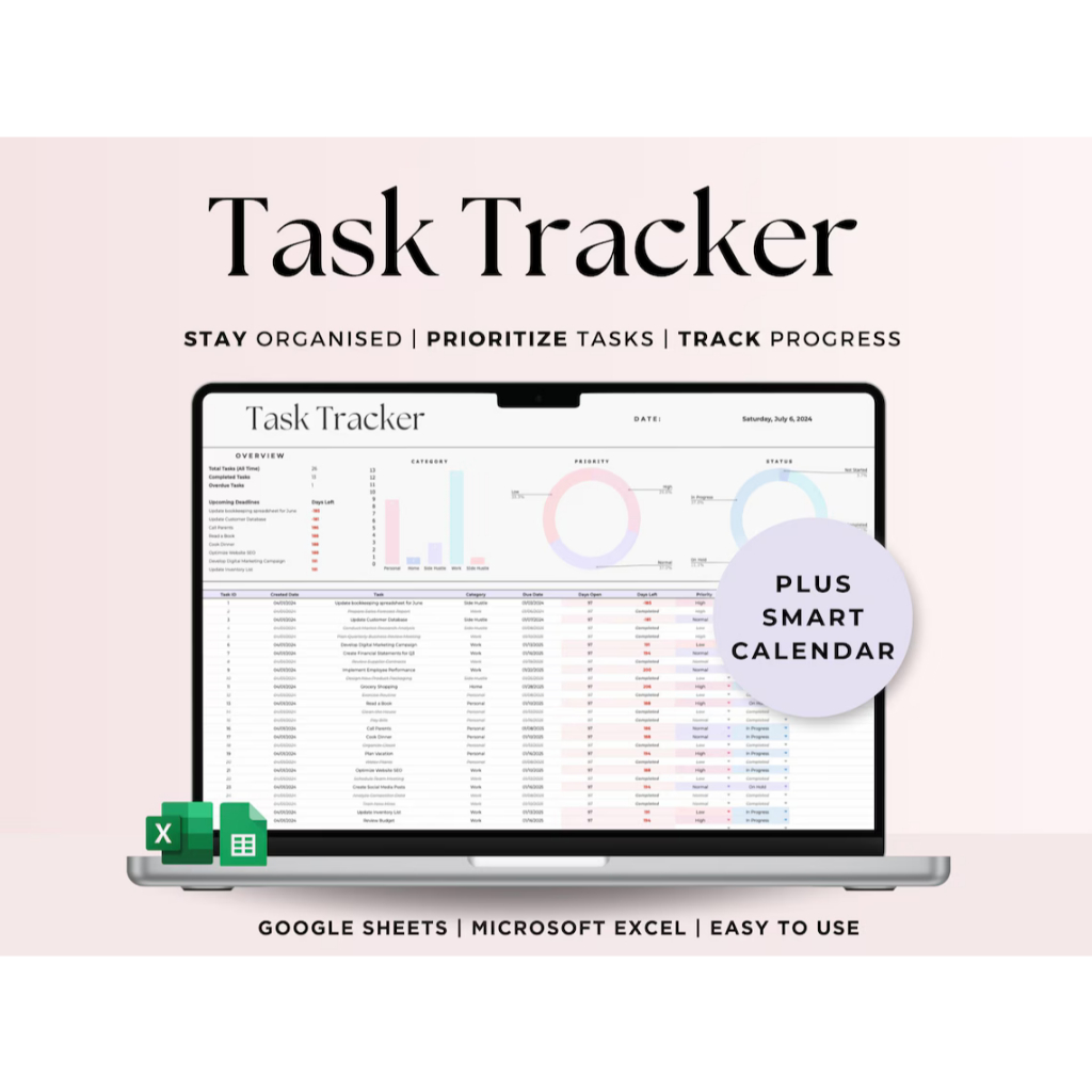 Task Tracker Spreadsheet Template Excel Management Google Sheets, To-Do ...