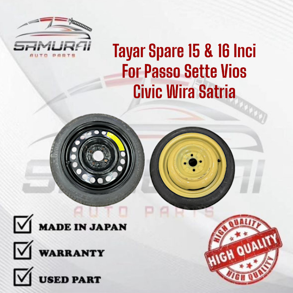 Tayar Spare Alza Passo Sette Vios Civic Wira Satria 15 & 16 Inci ...