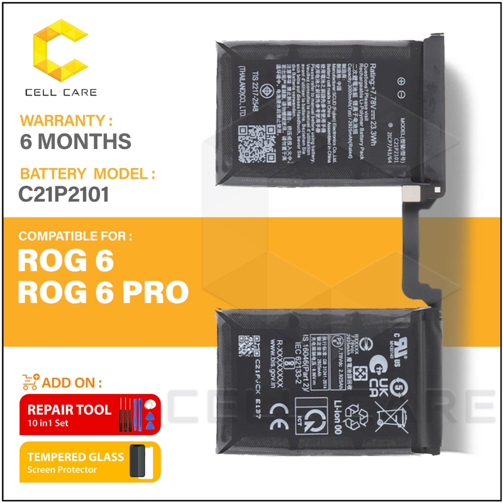 Battery C21P2101 FOR ASUS ROG 6 AI2201 / ROG 6 PRO (3000 mAh) | Shopee ...