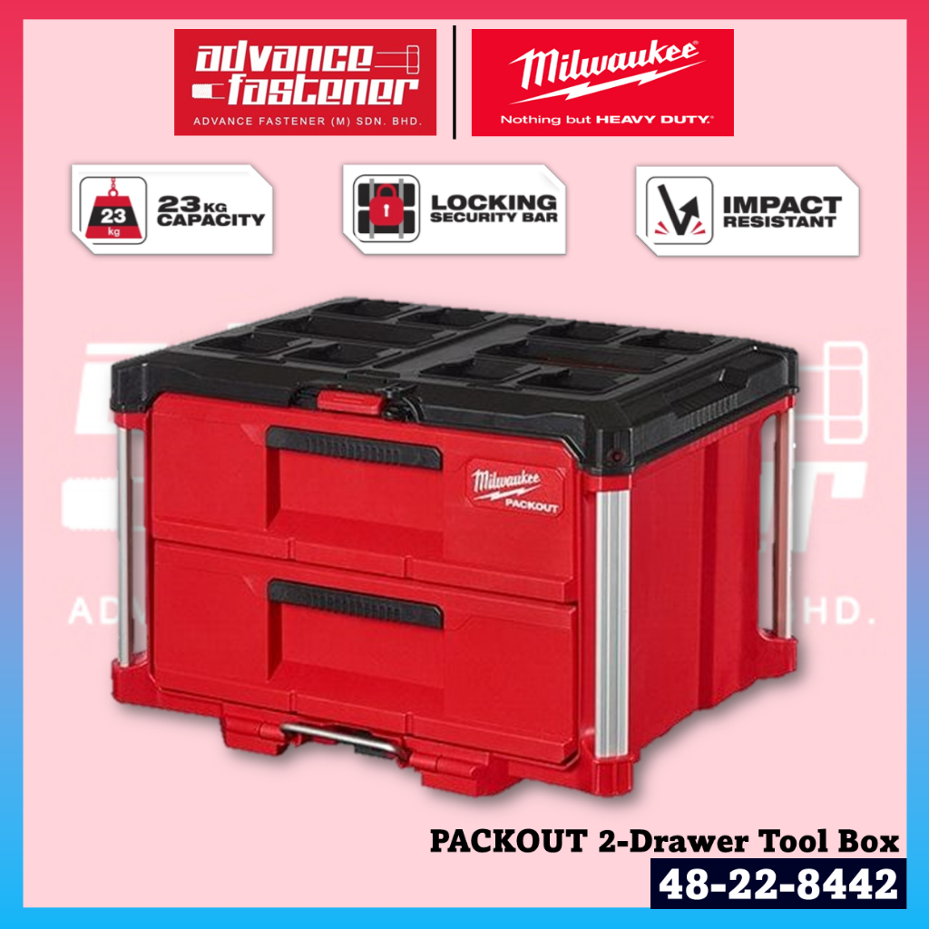 Milwaukee 48-22-8442 / 48-22-8443 PACKOUT 2-Drawer Tool Box / PACKOUT 3 ...