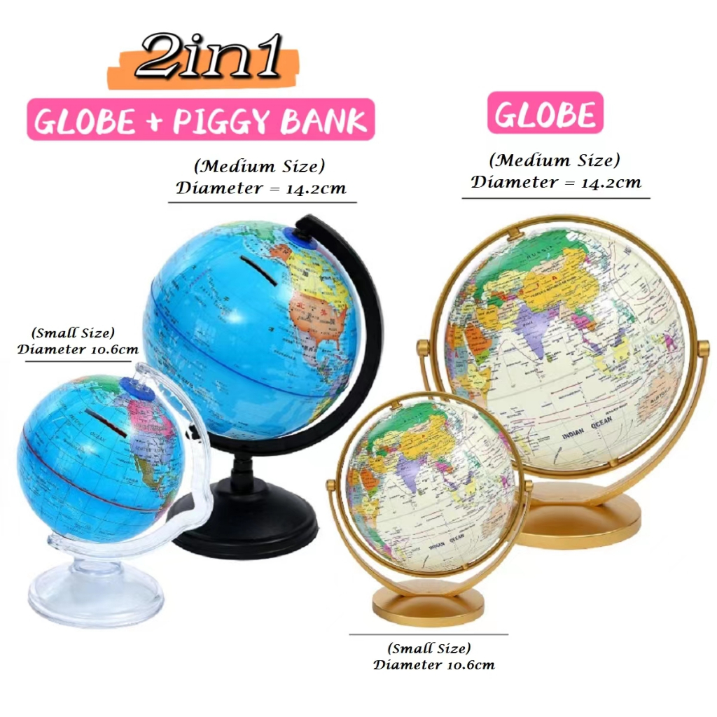 Kids World Globe Learning & Globe Piggy Bank 10.6/14.2cm Glob Dunia ...