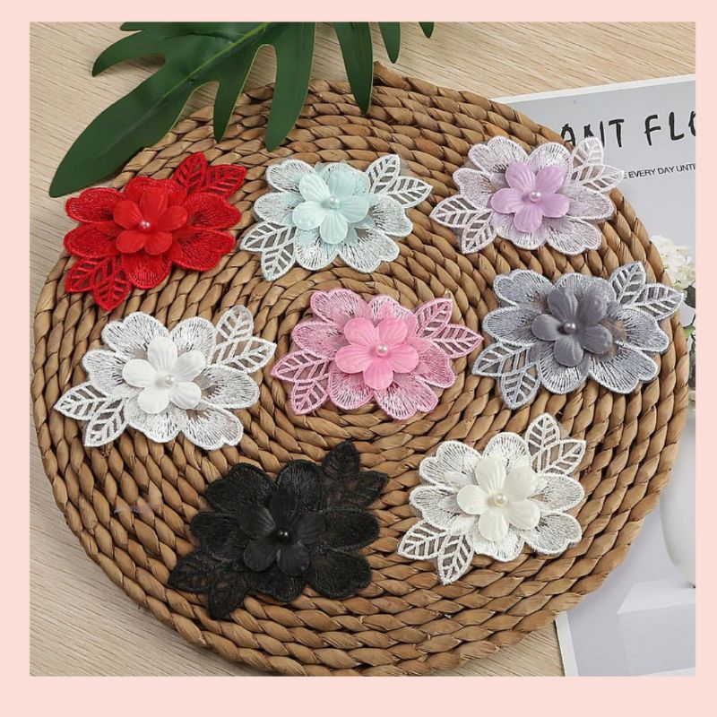 1 Pcs Bunga Tampal Baju/fabrik/tudung/ Bunga Patch Lace Tampal | Shopee ...
