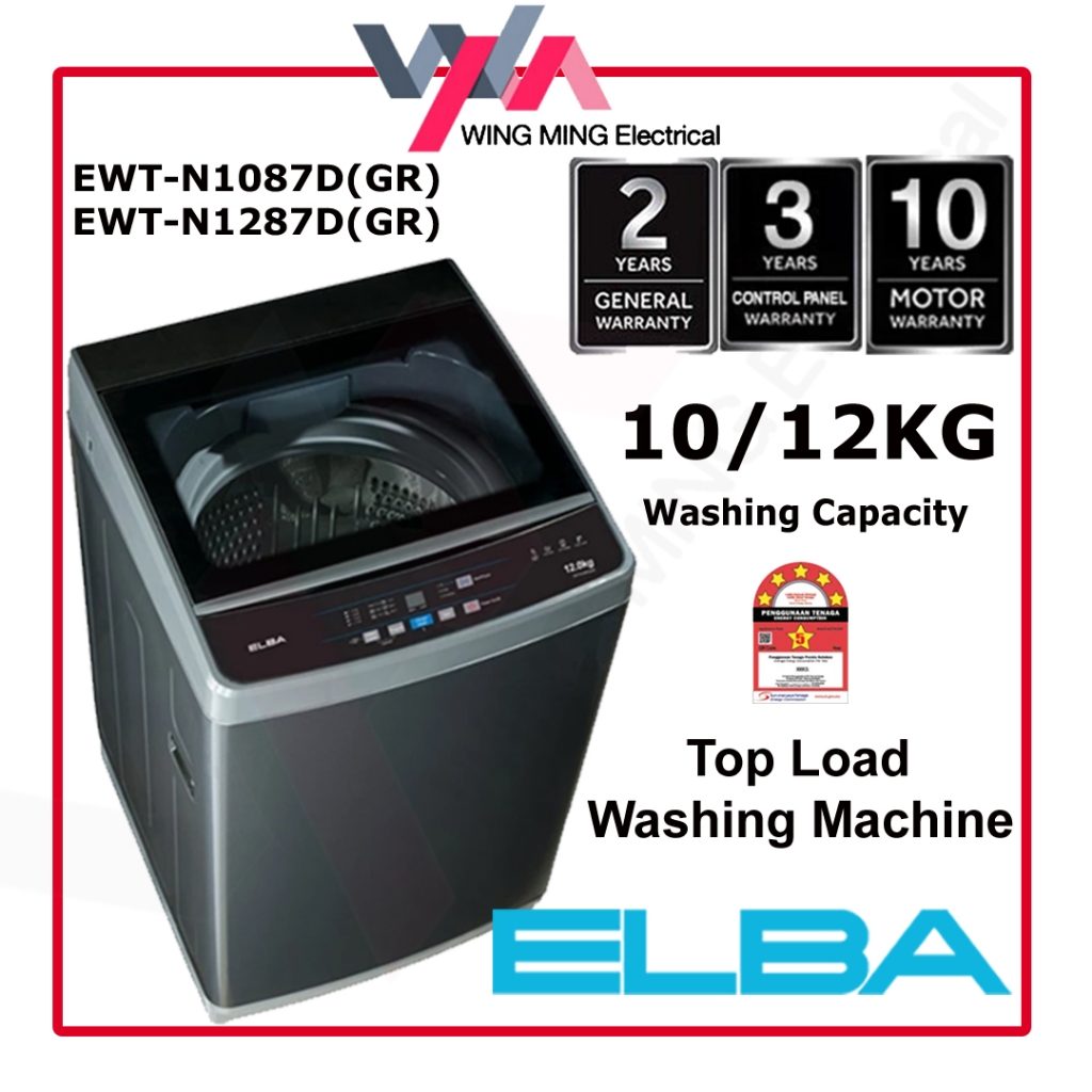 Elba 10KG/12KG Top Load Washing Machine Washer/Mesin Basuh (EWT-N1087D/EWT-N1287D) Mesin Basuh ...