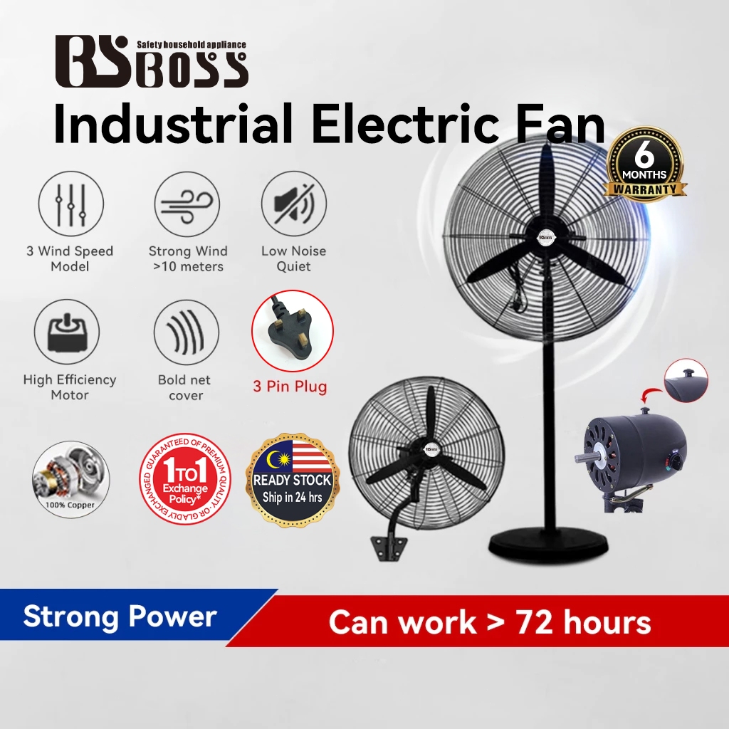 BSBOSS Industrial Heavy Duty Fan - Wall Fan/Stand Fan/Commercial Stand ...