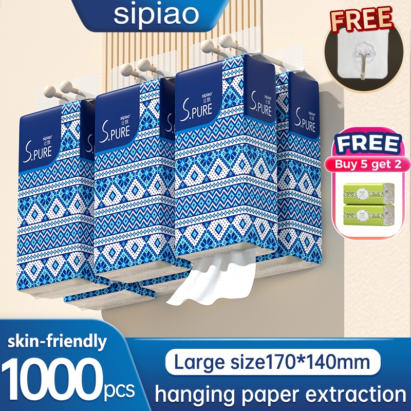 [5 PCS] sipiao hanging Tissue 4 Ply 1000 Sheets kitchen tissue ...