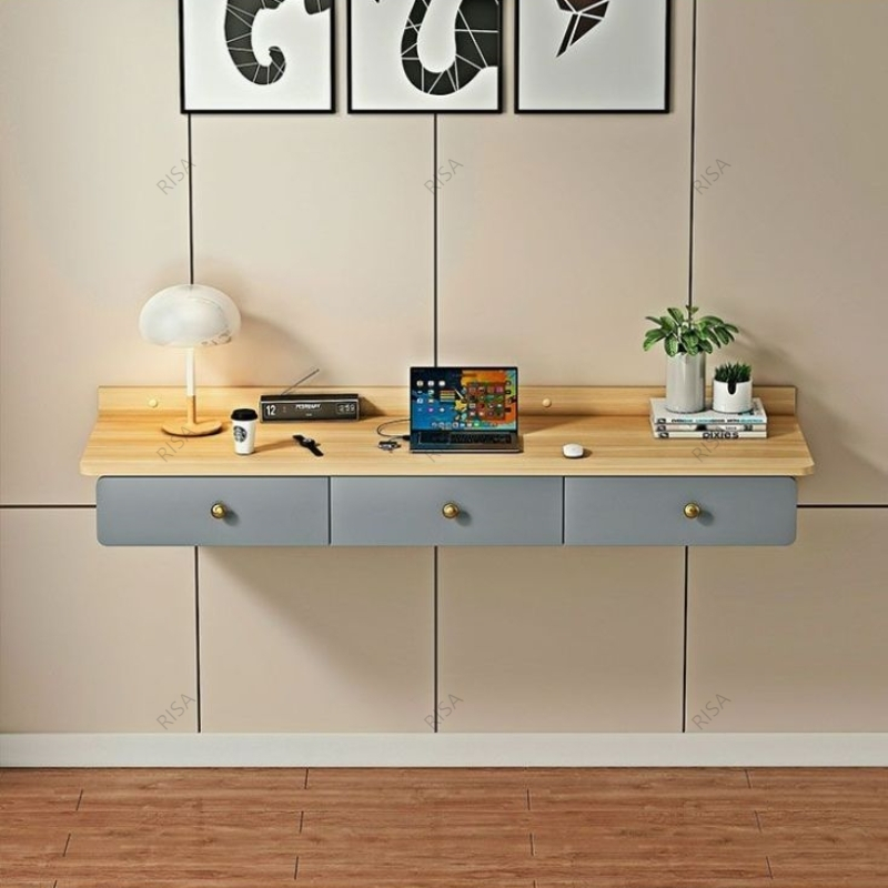 Suspended Computer Desk With Drawers Bedroom Solid Wood Multi-layer ...