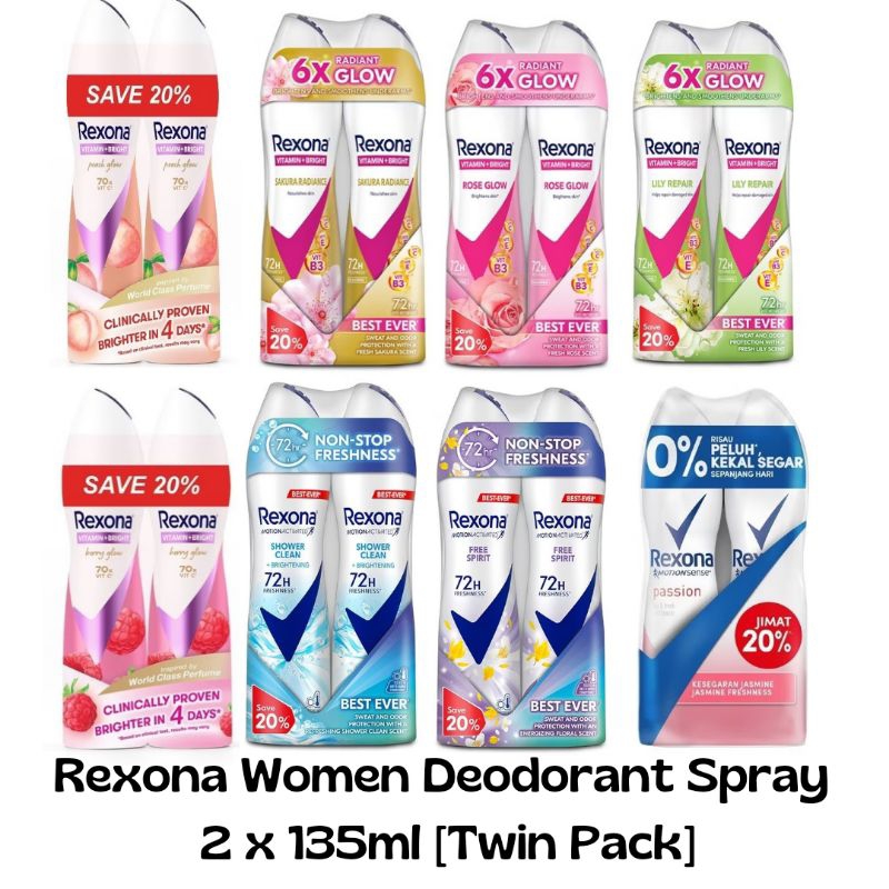 Rexona Women Deodorant Spray 2 x 135ml [Twin Pack] | Shopee Malaysia
