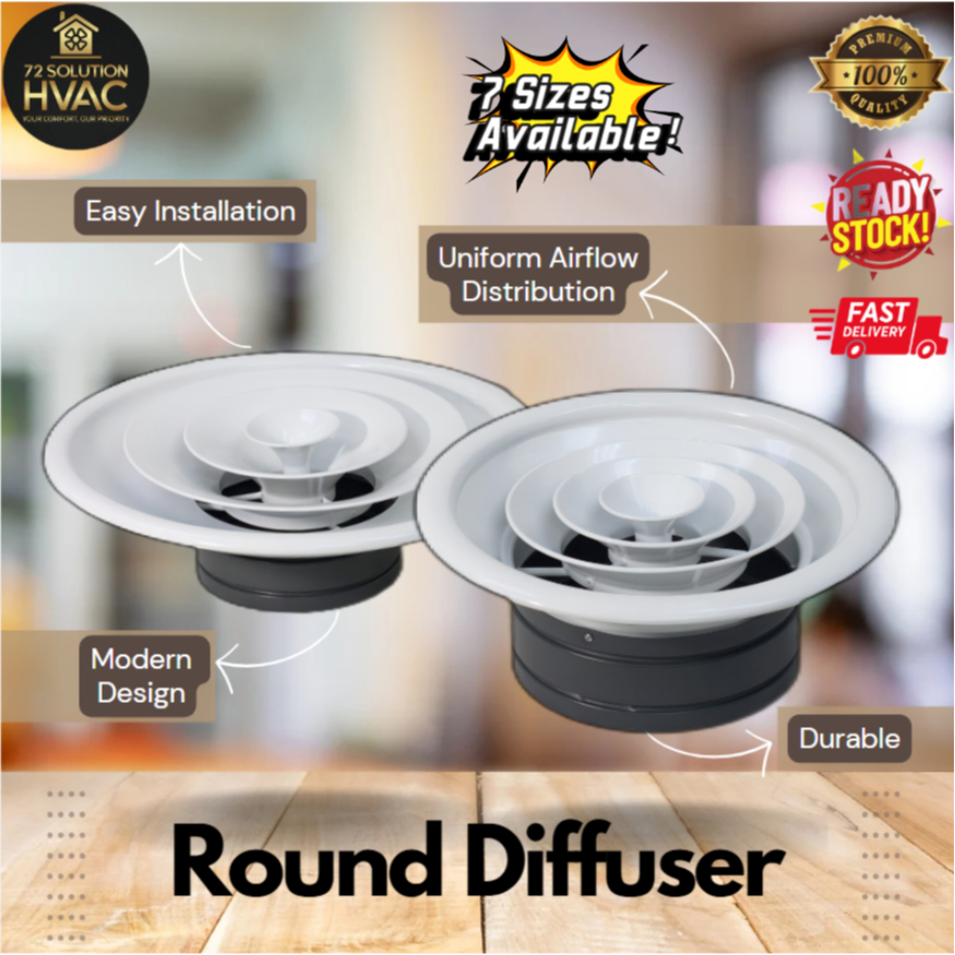 Round Ceiling Diffuser Grille （Aluminium）(With Damper) 圆形散流器 | Shopee ...