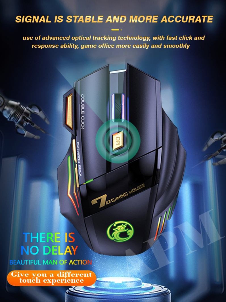 💥Ready stock💥Gaming Rechargeable Wireless Mouse gaming silent rgb 2.4G ...