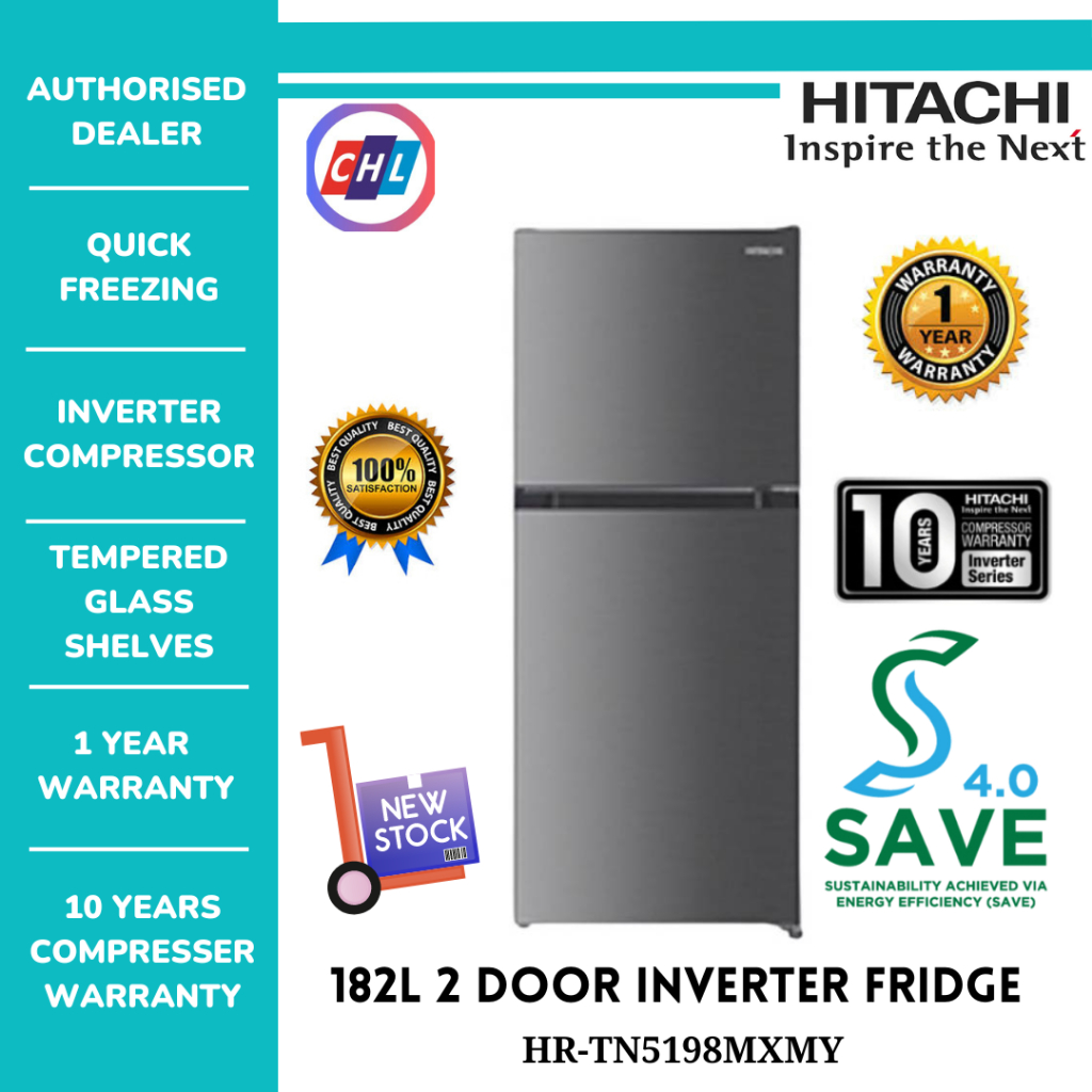 Hitachi 182L 2 Door Inverter Compressor Refrigerator HR-TN5198MXMY - HITACHI MALAYSIA WARRANTY ...