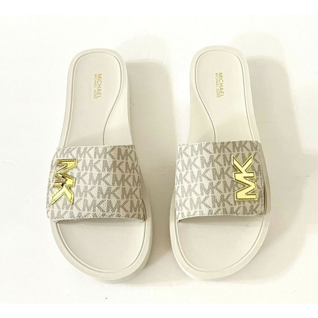 MK Platform Slide Sandals Vanilla Gold Shopee Malaysia