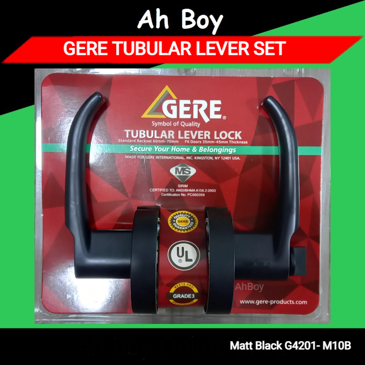 GERE TUBULAR LEVER SET ( G4201- M10B ) | Bed Room / Office Lock | Kunci ...