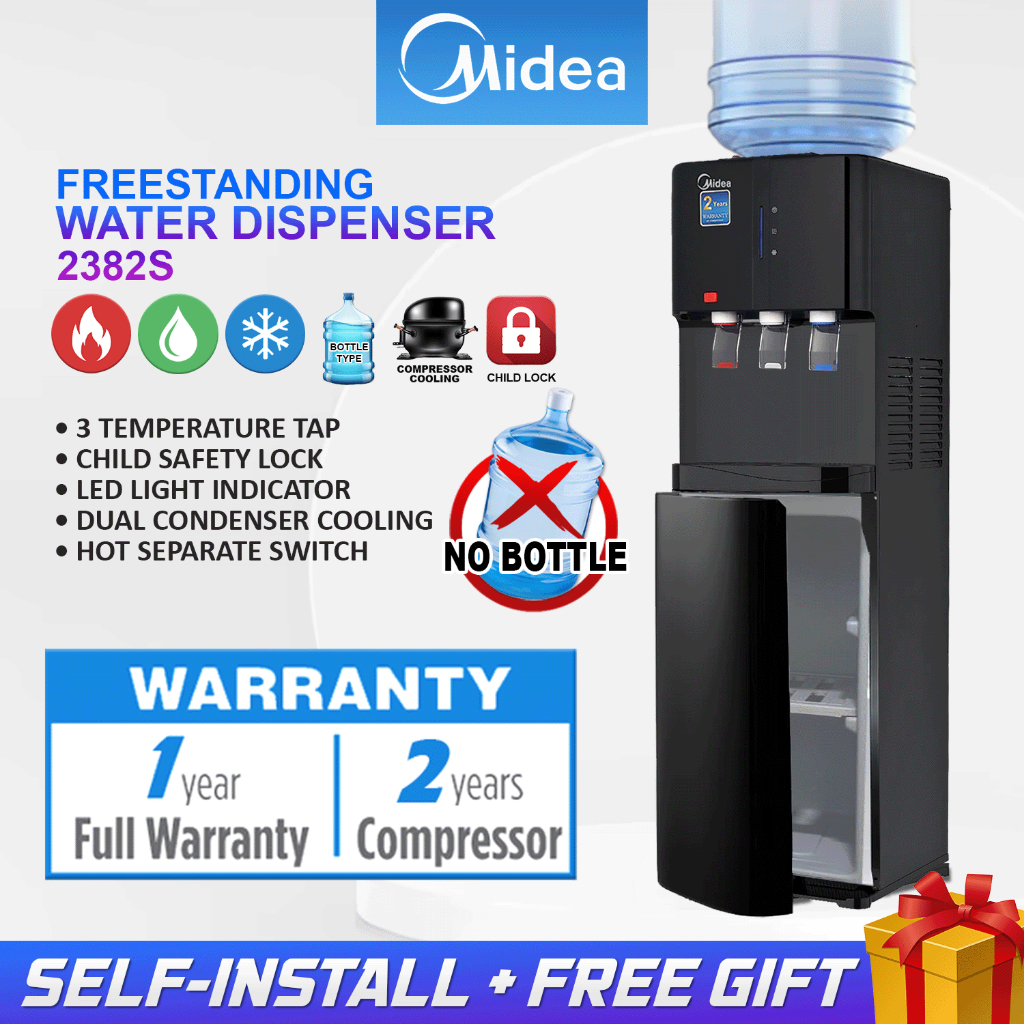 MIDEA Top Loading Water Dispenser Bottled Type Hot Normal Cold 2382 ...