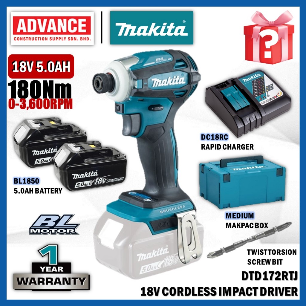 MAKITA DTD172Z / DTD172RTJ 18V Cordless Impact Driver 180Nm | Shopee Malaysia