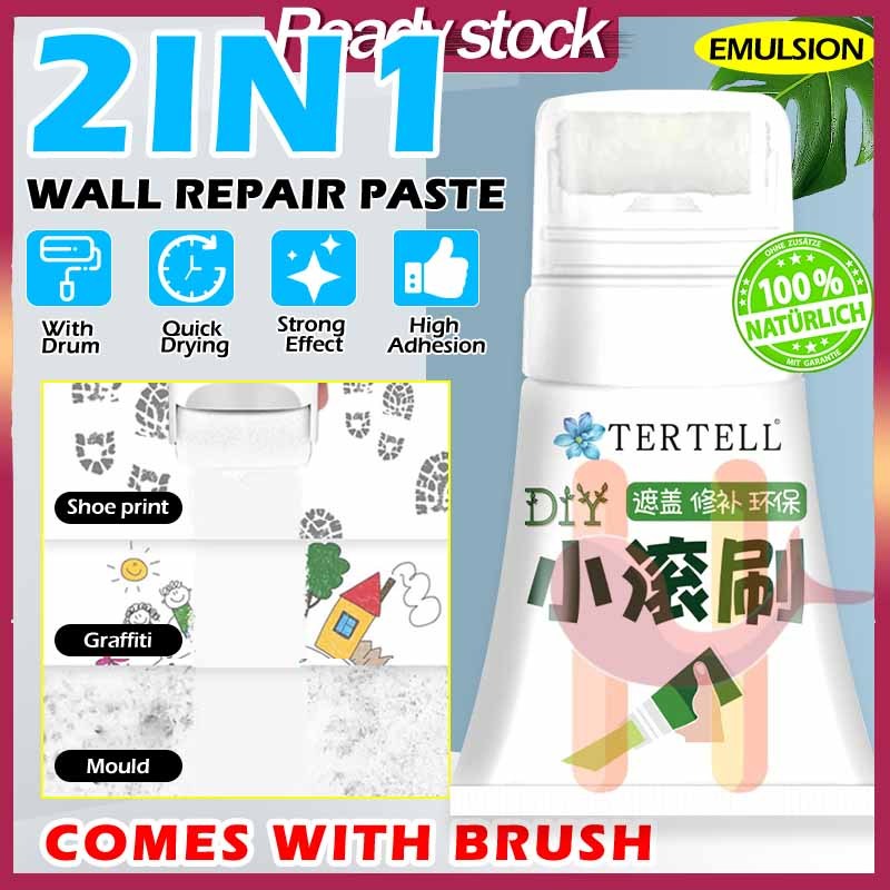 Wall Repair Paint White Colour Roller Cat Dinding Easy Use Cover Wall ...