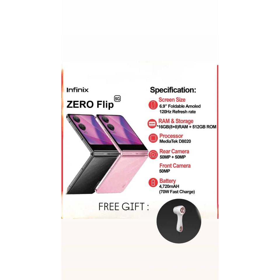 Infinix ZERO Flip - 8RAM + 512GB ROM l 6.9" Foldable Display l 120Hz ...