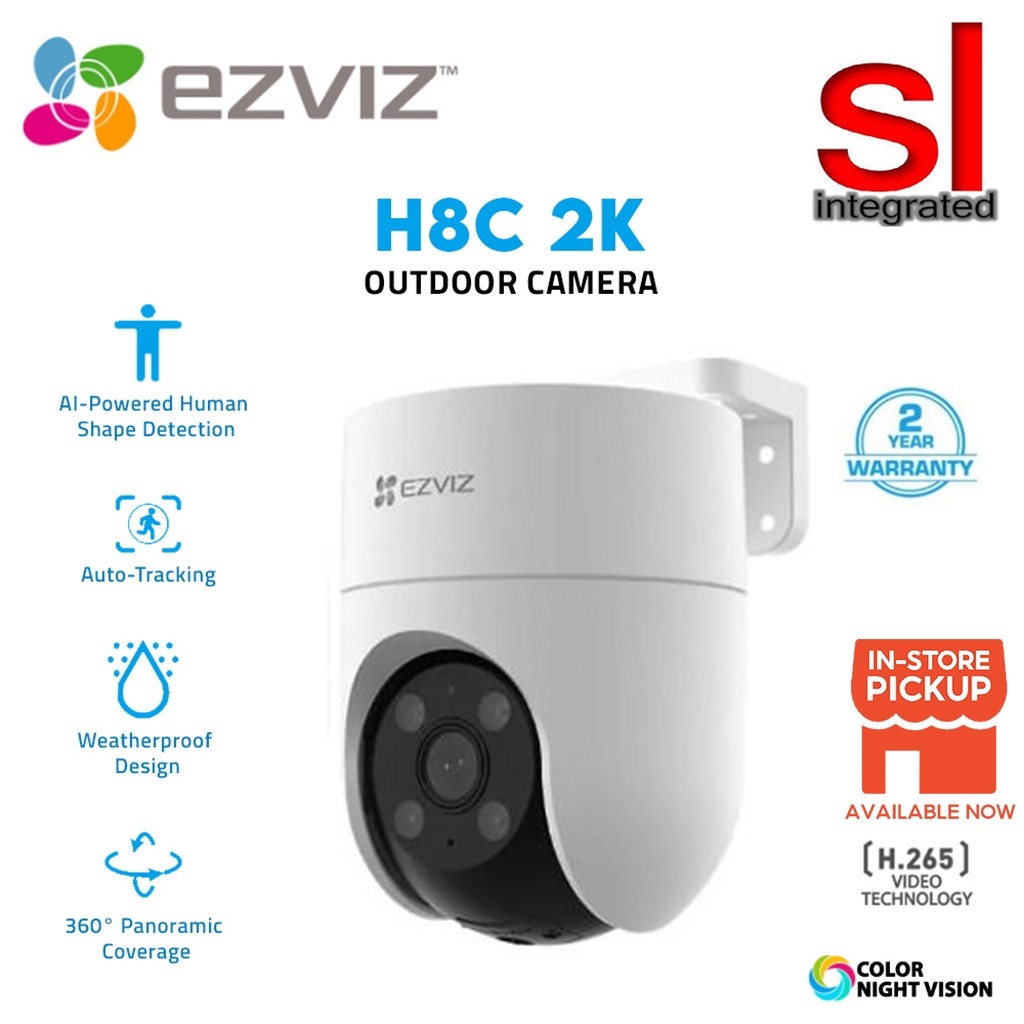 Ezviz H8C 2K⁺ 1440P Pan & Tilt Rotate 360° Outdoor Smart Color Night Vision, Two Way Talk, Water ...