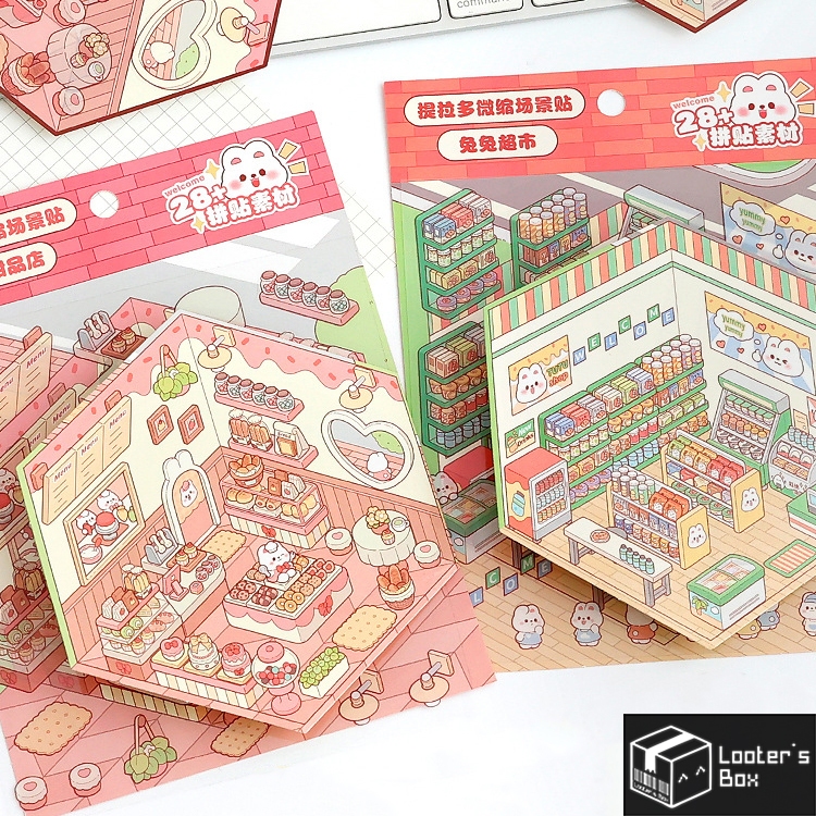 3D Cafe Landscape Scene Cute Sticker DIY Mini House | Shopee Malaysia