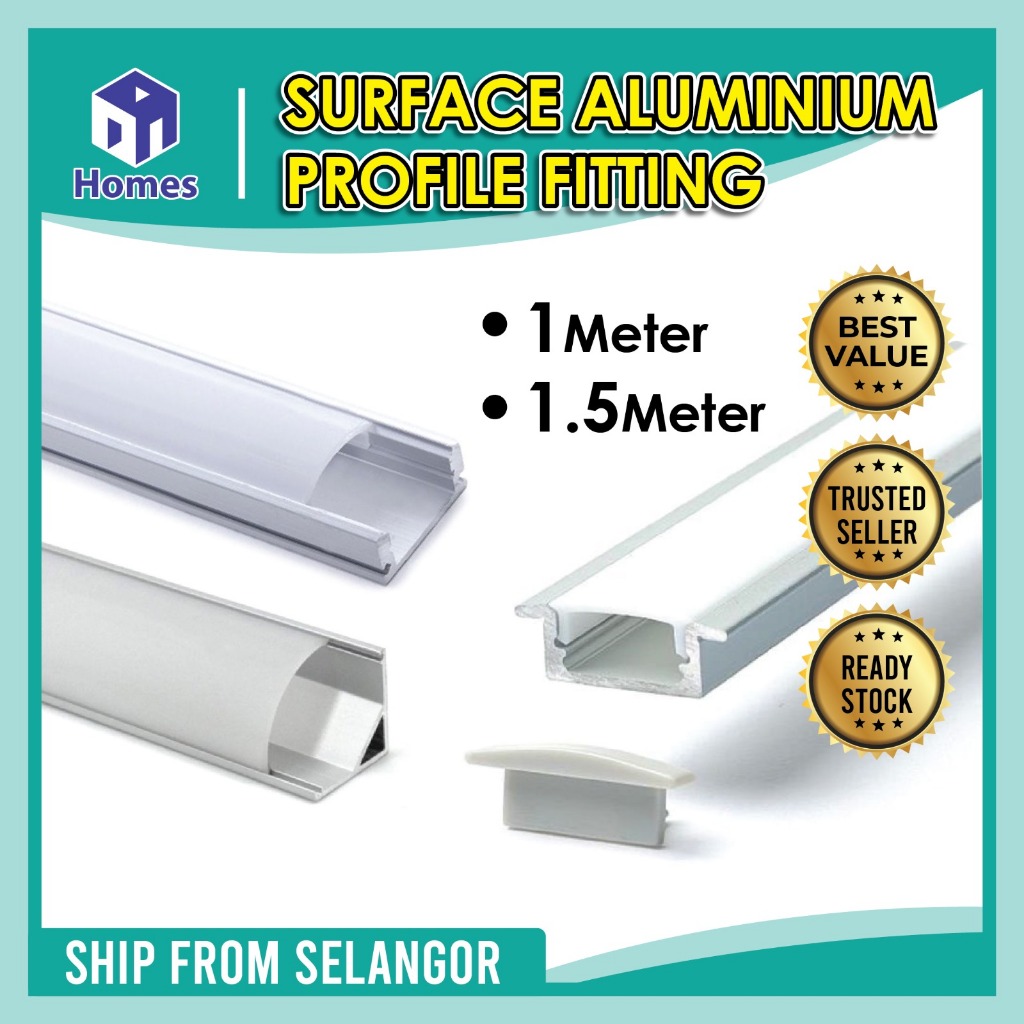 Aluminium Profile Fitting Corner / Surface / Recessed, LED Strip Casing ...