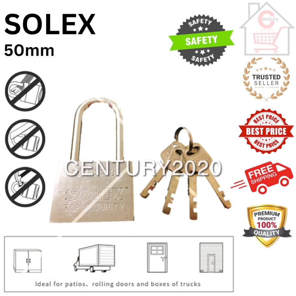 SOLEX Padlock Long Shackle Pad Lock Anti Rust Lock 50mm | Shopee Malaysia