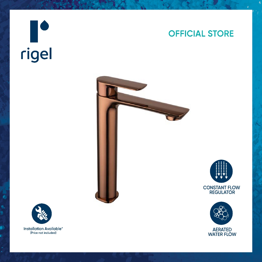 [P.O] RIGEL Brushed Copper Basin Mixer Tall Tap MXB721101X (BrCu ...