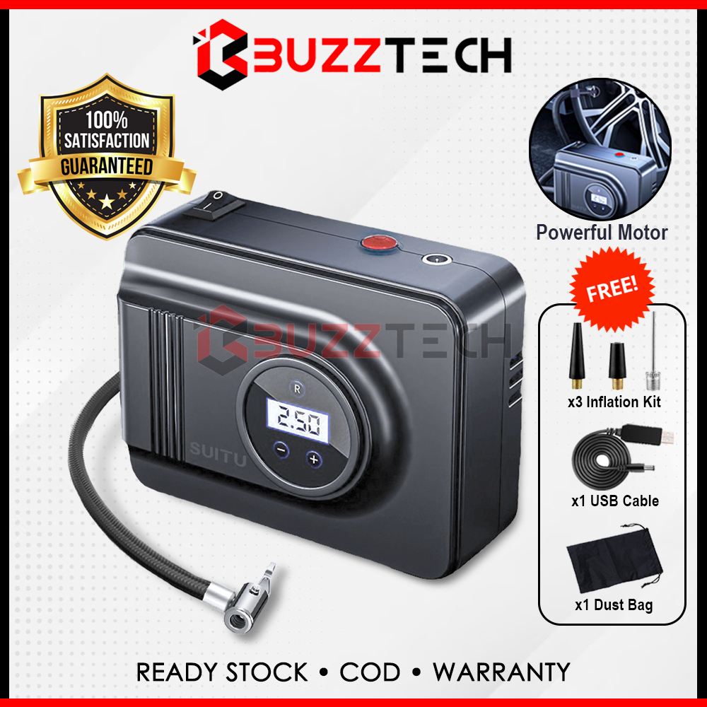 BuzzTech Electric Air Pump Tyre Car Inflator Portable Pump Tayar Kereta ...