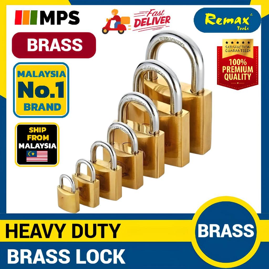 Remax Heavy Duty Short Shackle Brass Padlock Kunci Mangga Pad Lock ...
