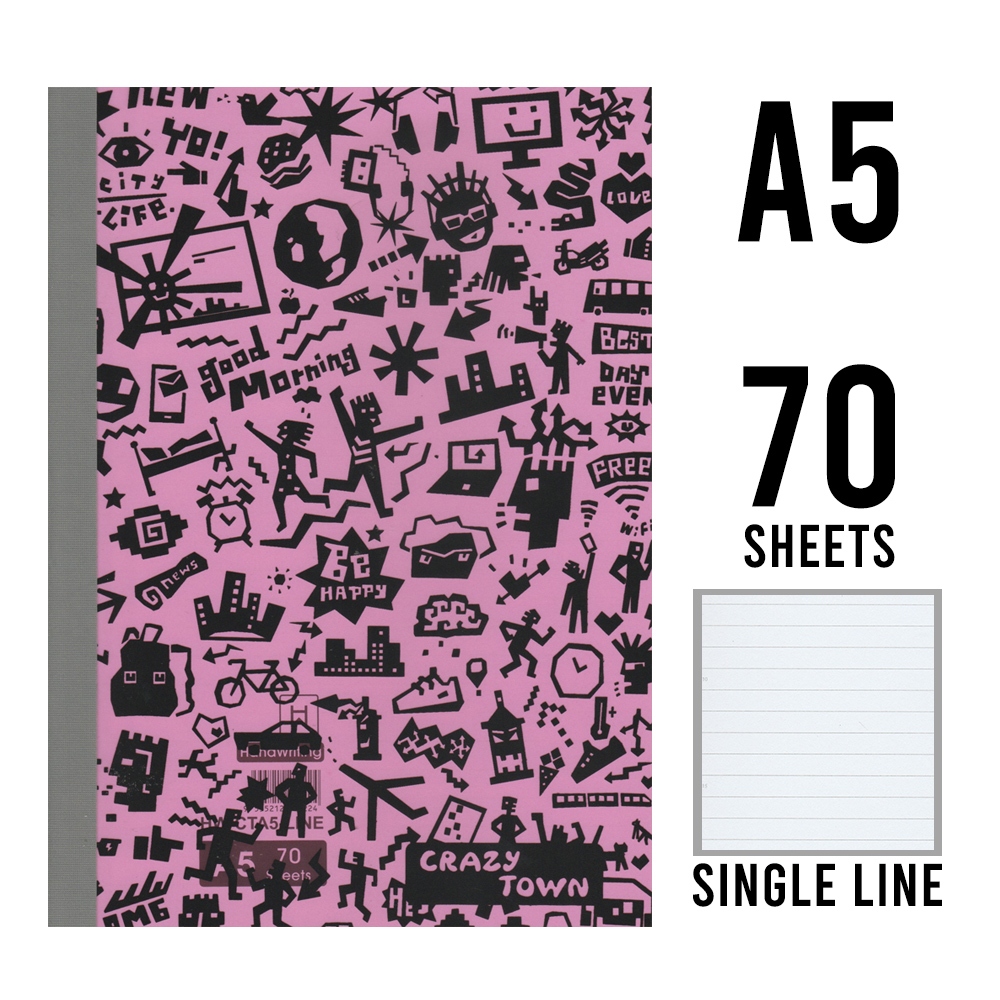 MASTERPRINT | EXERCISE BOOK | HANDWRITING - CRAZY TOWN WRITE PAD ( A5 ...