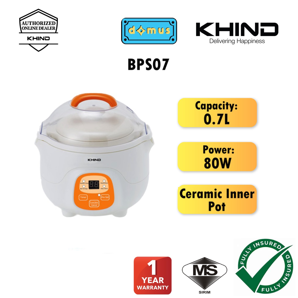 Khind Baby Porridge Cooker Soup Cooker 0.7L With Premium Ceramic Inner ...