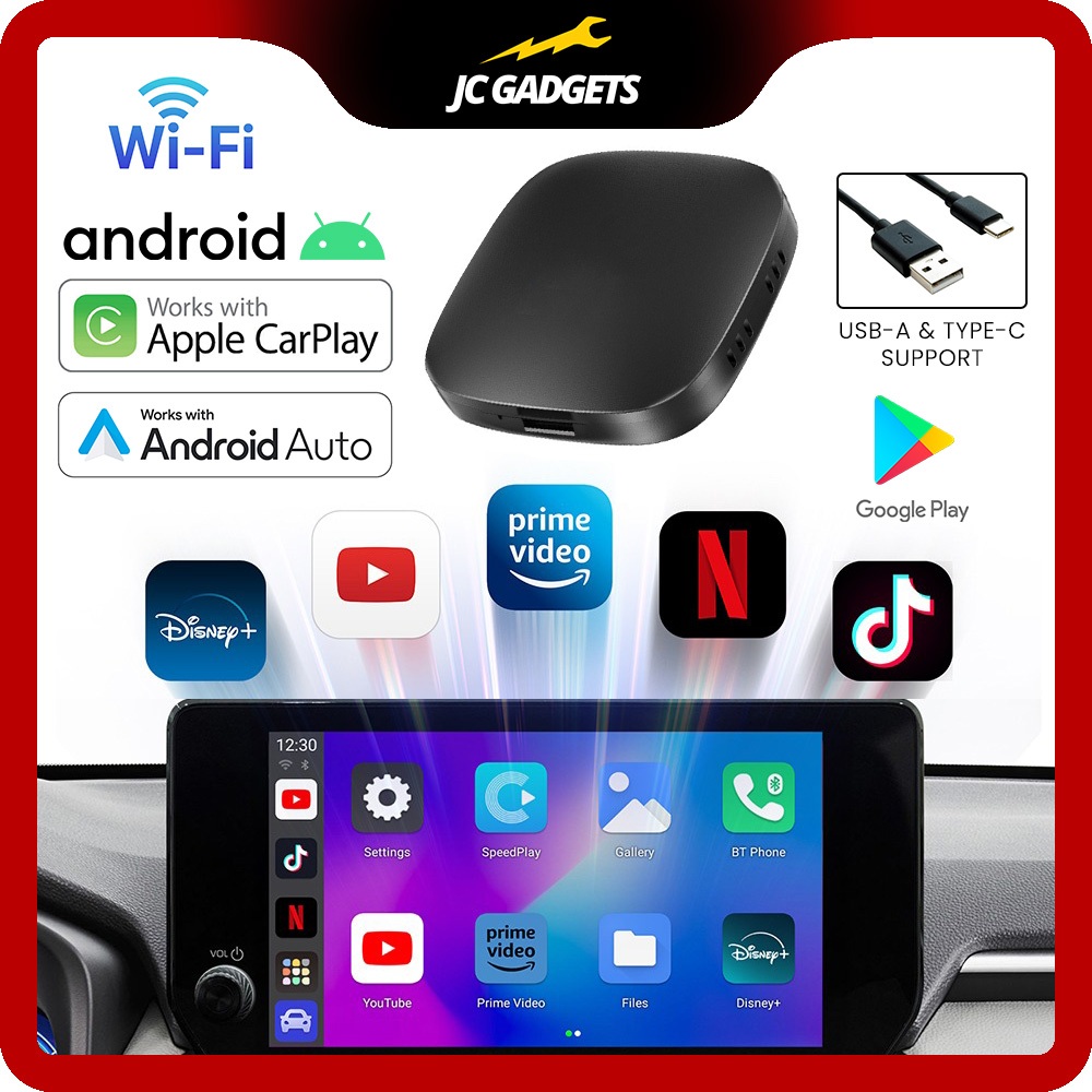 3 in1 Wired to Wireless Carplay Android Auto Adapter Dongle Support ...