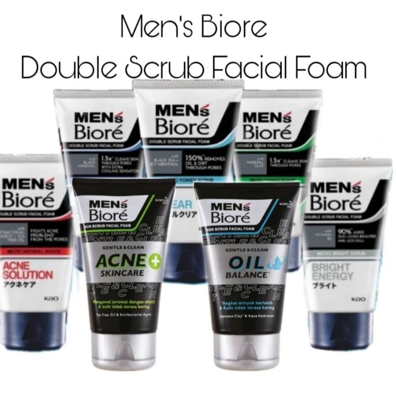 Men's Biore Double Scrub Facial Foam 100g Skrub Pencuci Muka Lelaki ...