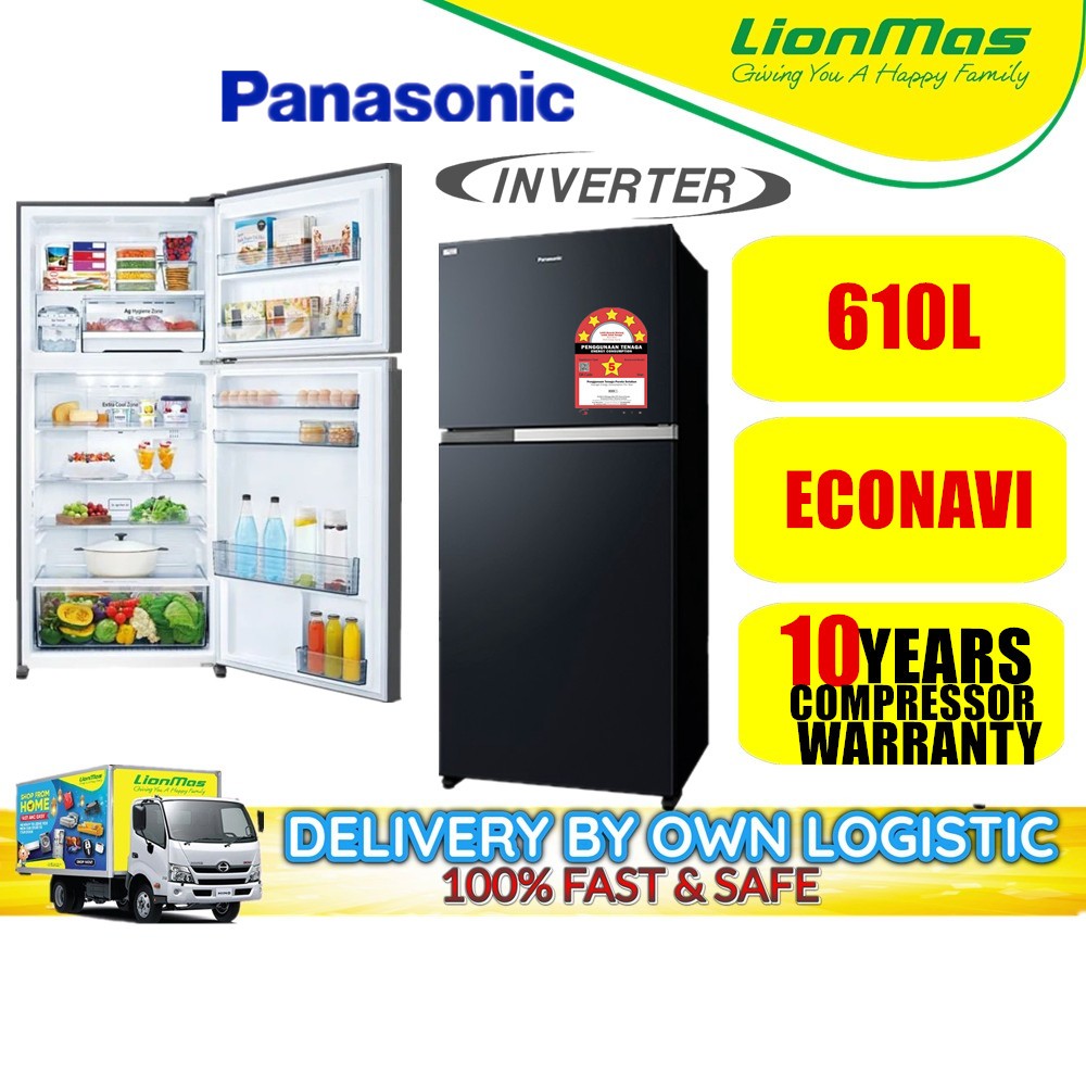 Panasonic 610L Inverter 2-Door Top Freezer Refrigerator NR-TZ601BPKM NR ...