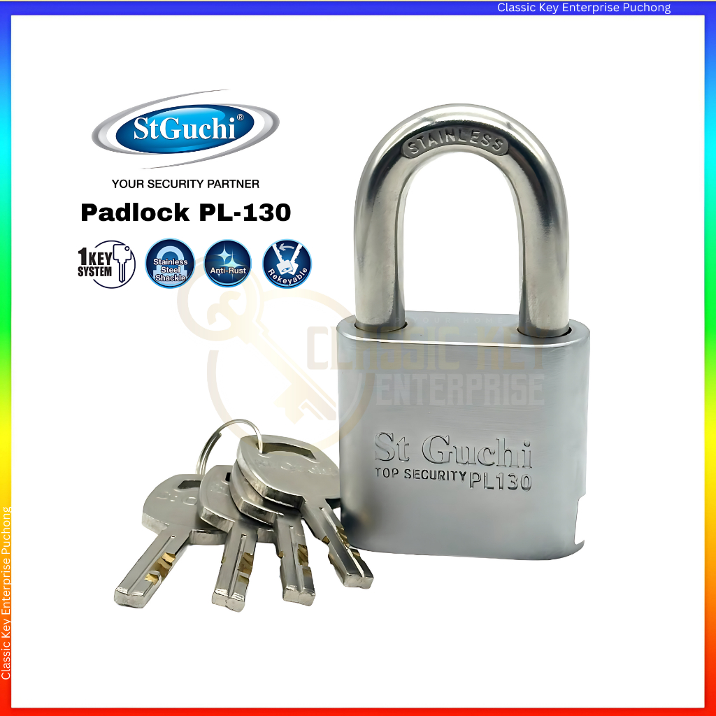 St Guchi Padlock SGPL-130 Stainless steel SUS304 Shackle Anti Rust ...