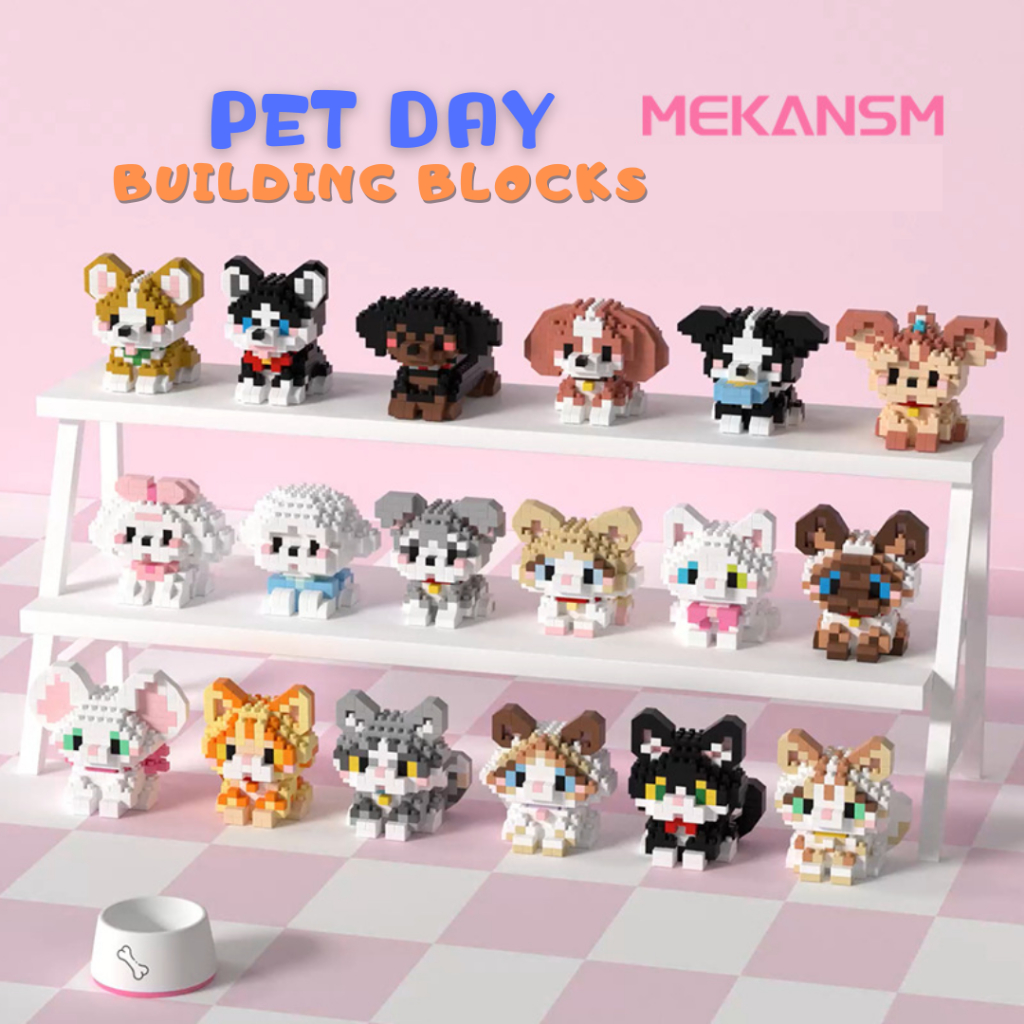 Mekansm Pet Day Building Block Cute Animal Cat Dog Gift Nano Brick Toy ...