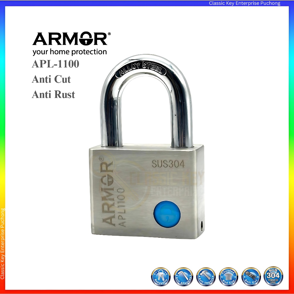 Armor pad lock kunci grill besi pintu APL-1100 SUS304 Stainless Steel ...
