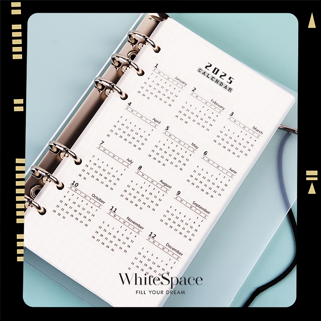 WhiteSpace 2026 Calendar Loose Leaf 6 Holes insert for A5 A6 Notebook ...