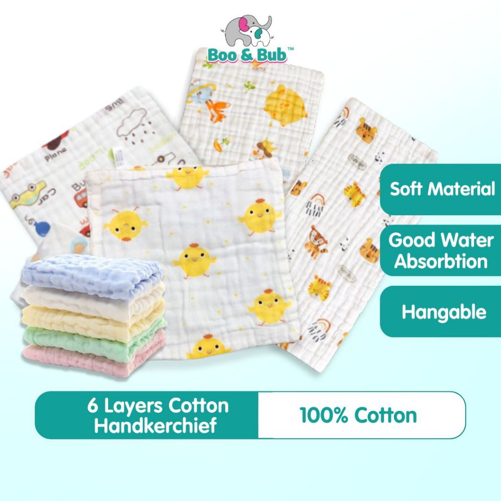 Baby Muslin Cotton 6 Layers Handkerchief Newborn Baby Washcloth Face ...