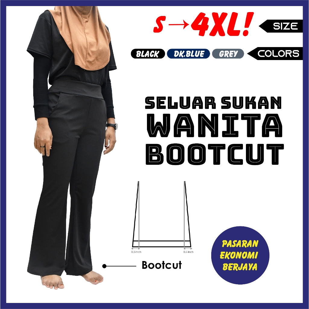 SELUAR SUKAN MUSLIMAH BOOTCUT 608 & 505 WOMEN SPORT PANTS WOMEN GYM ...