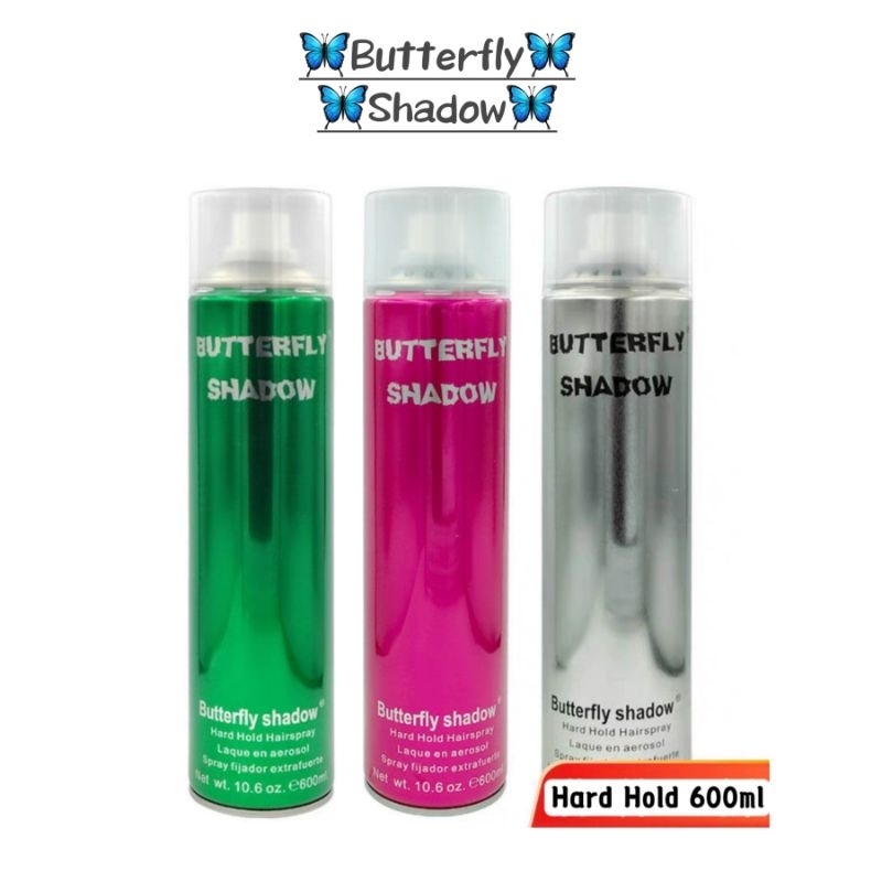 Butterfly Shadow Hard Hold Hair Spray 600ml (Green/Pink/Silver Packing ...