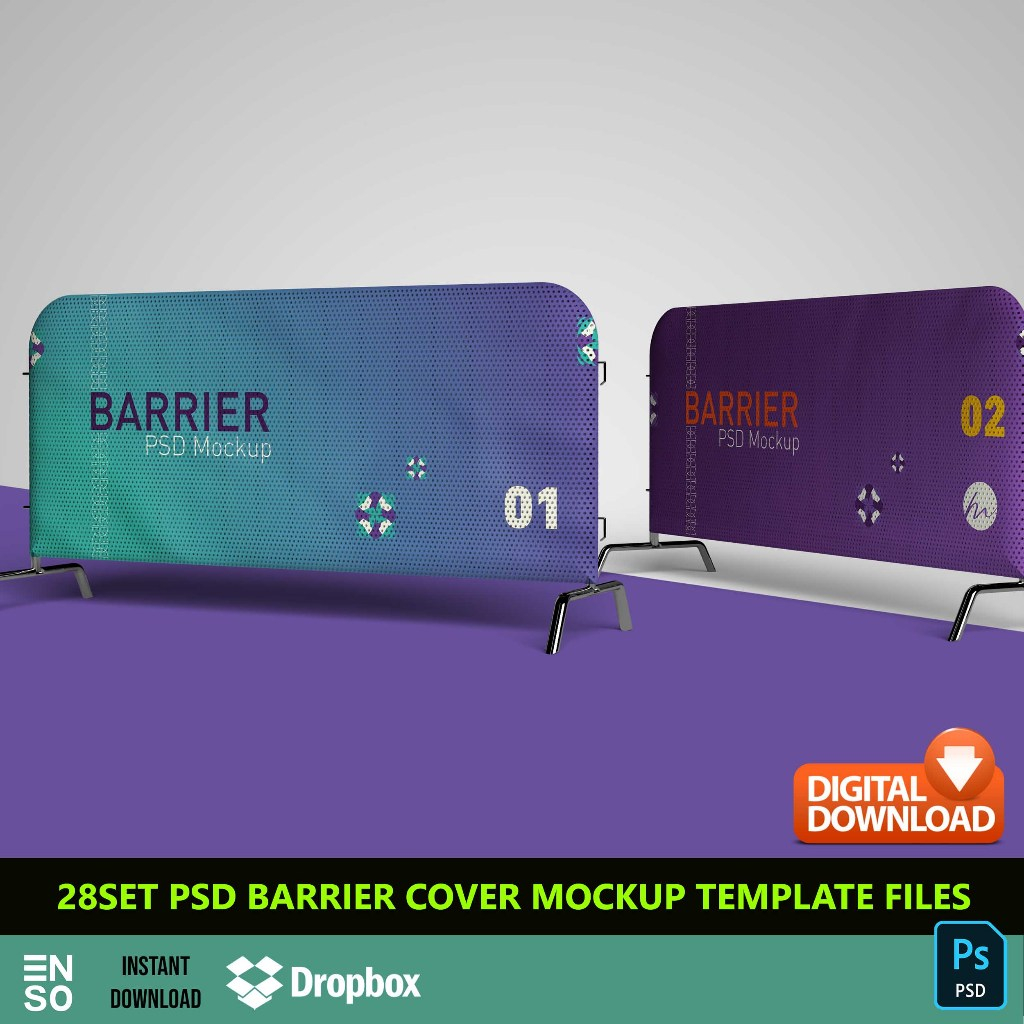 28-Set PSD Barrier Cover Mockup Template Files | PHOTOSHOP Editable ...