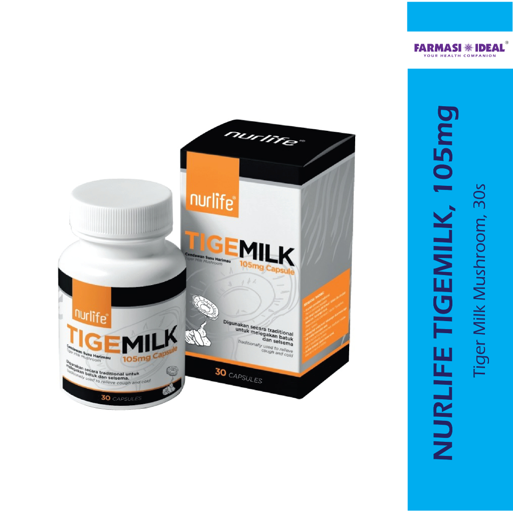Nurlife TigeMilk 105mg, 30s - Kapsul Cendawan Susu Harimau / Tiger Milk ...