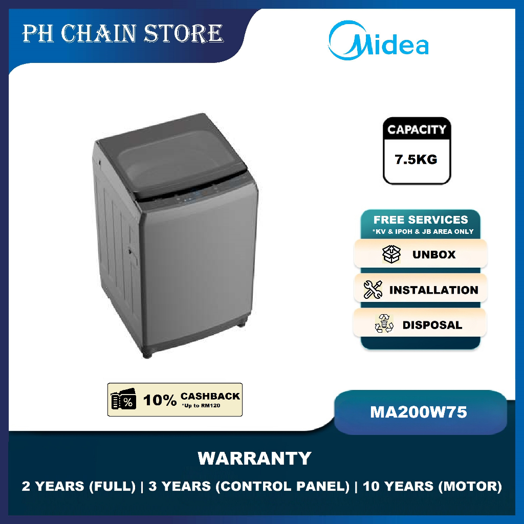 MIDEA 7.5KG 8.5KG 9.5KG TOP LOAD FULLY AUTO WASHING MACHINE / WASHER ...