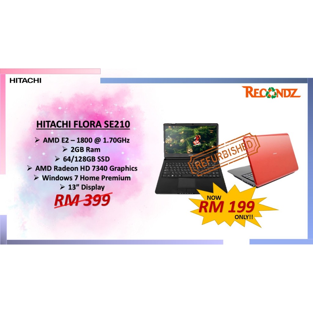 🔥LAPTOP HITACHI FLORA SE210-(REFURBISHED)🔥 | Shopee Malaysia
