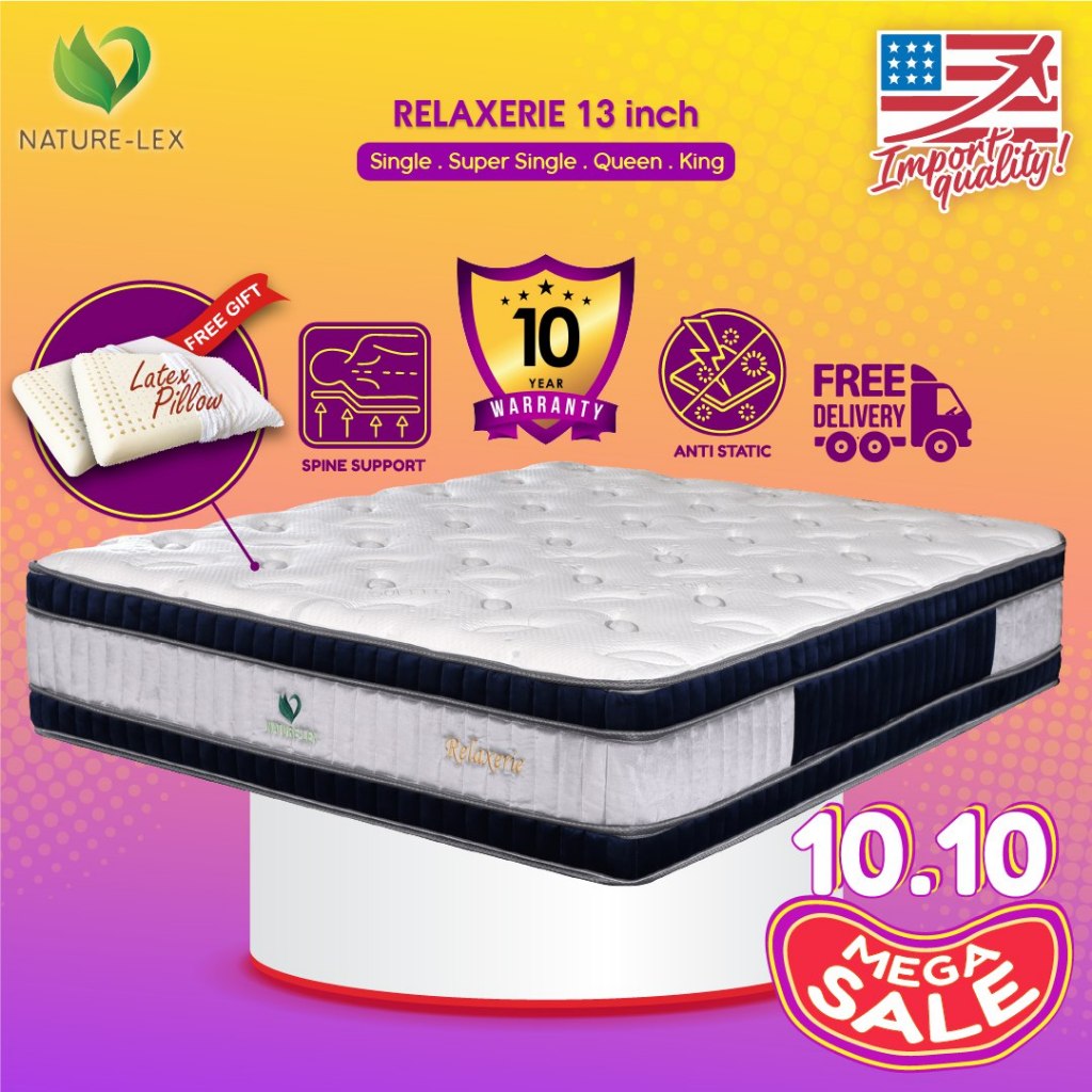 Natural Lex Relaxerie 13 Inch 9 Zone Pocket Spring Natural Latex ...