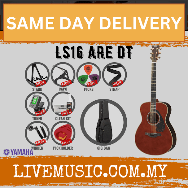 Yamaha LS16 ARE Acoustic Guitar with Hard Bag - Natural / Dark Tint ...