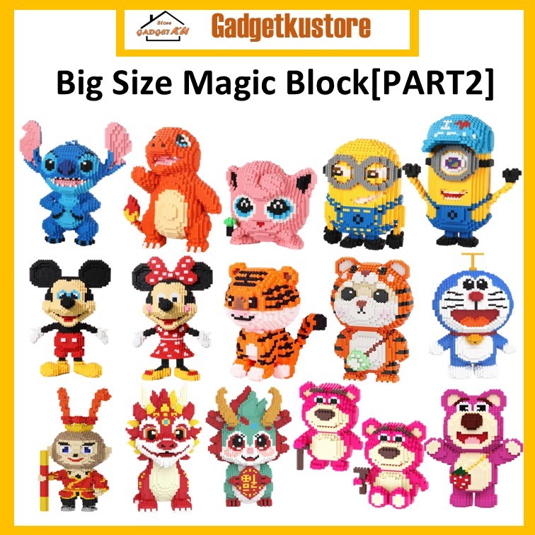 BIG Magic Block Figure [PART2] MINION STITCH POKEMON DORAEMON MICKY ...