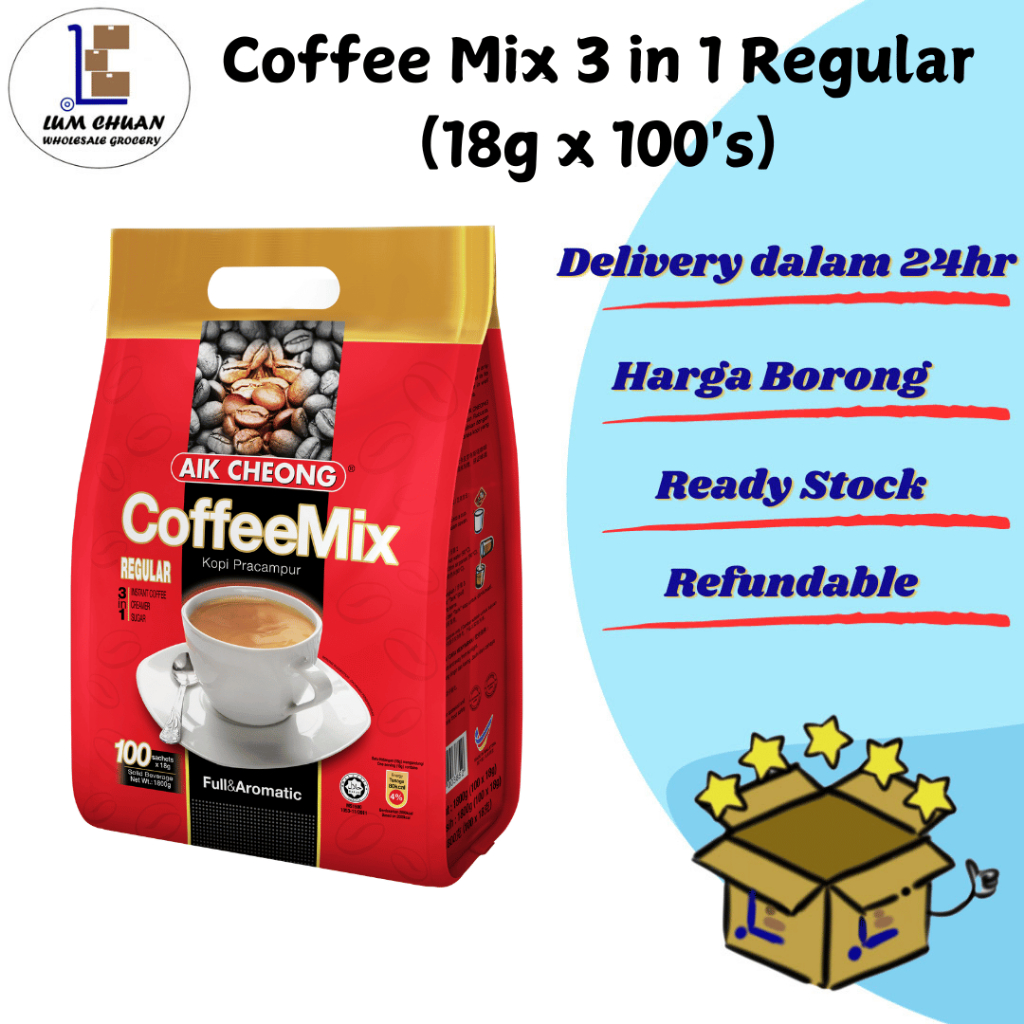 AIK CHEONG Coffee Mix 3 in 1 (1.8kg) - Regular (18g x 100's) | Shopee Malaysia